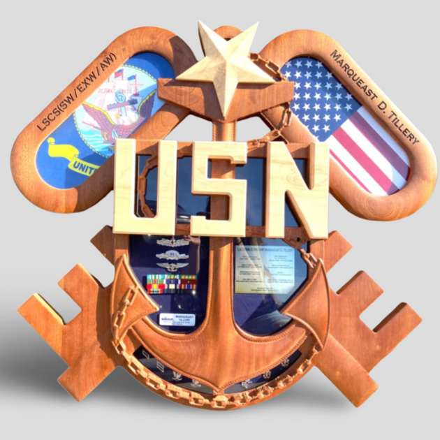 Storekeeper and Anchor Shadow Box – Sailor Made Custom Woodworks