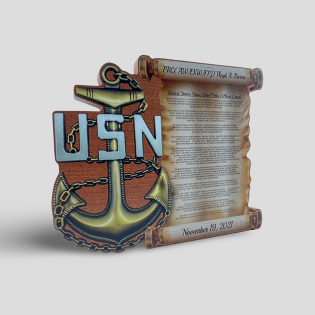 Chief Anchor and Scroll Plaque – Sailor Made Custom Woodworks