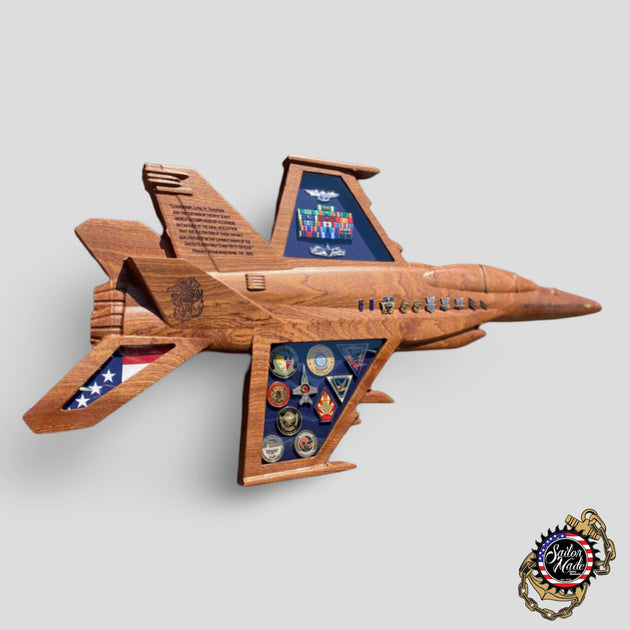 F-18 Side View Shadow Box – Sailor Made Custom Woodworks