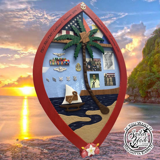 Guam Surfboard Shadow Box – Sailor Made Custom Woodworks