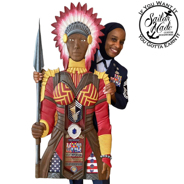 4ft Warrior Chief Shadow Box – Sailor Made Custom Woodworks