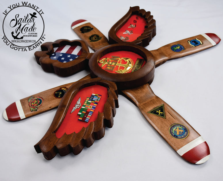 Rating Badge/Pin with Propeller Shadow Box – Sailor Made Custom Woodworks