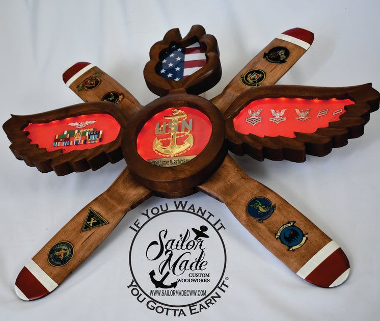 Rating Badge/Pin with Propeller Shadow Box – Sailor Made Custom Woodworks