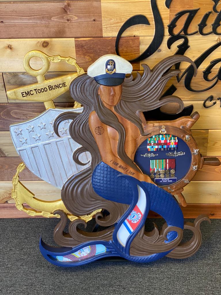 Coast Guard Mermaid with Helm and Cover Shadow Box – Sailor Made Custom ...