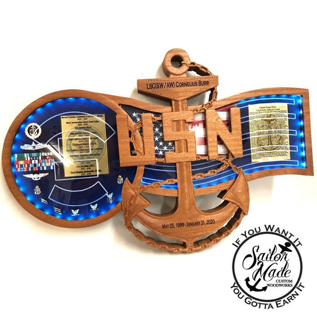 Postal Clerk Chief Shadow Box – Sailor Made Custom Woodworks