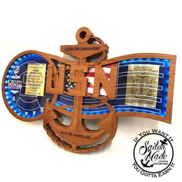 Postal Clerk Chief Shadow Box – Sailor Made Custom Woodworks